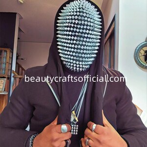 Silver Full Face Spike Mask Handmade Full Coverage Haute - Etsy UK