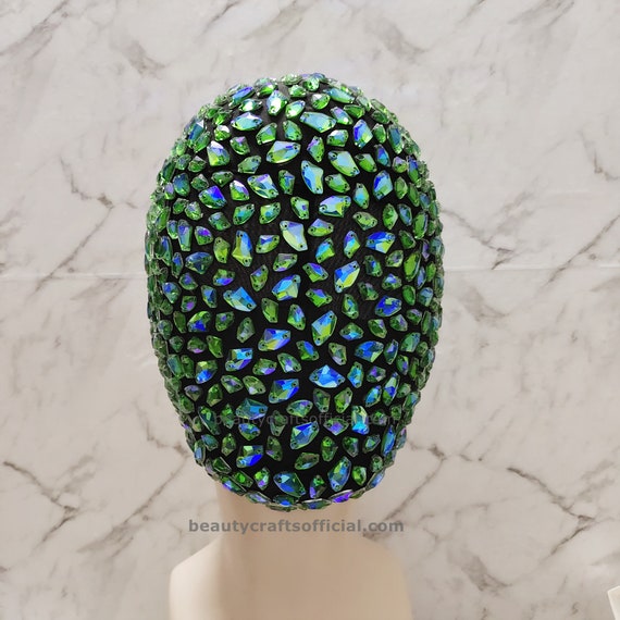 Shiny Green Dazzling Jewel Full Face Mask Handmade Full - Etsy