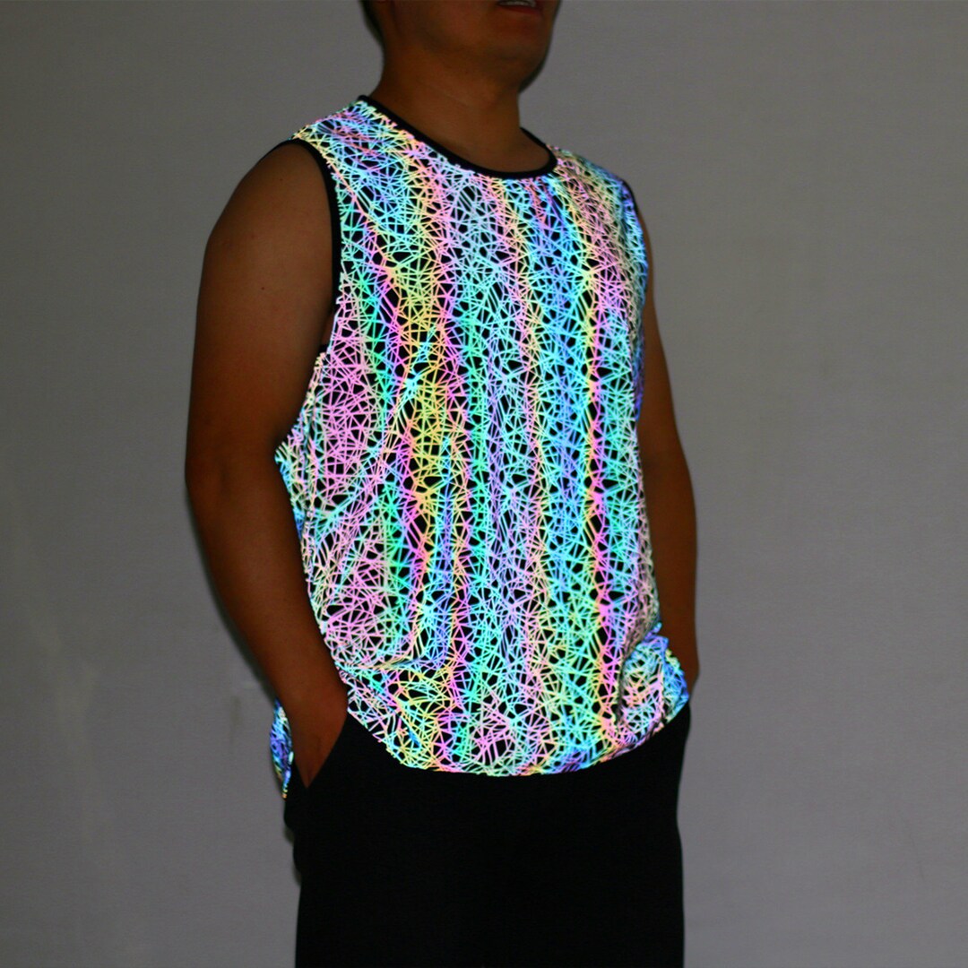 Holographic Reflective Men's bird's Nest Pattern Tank Top, Unique ...