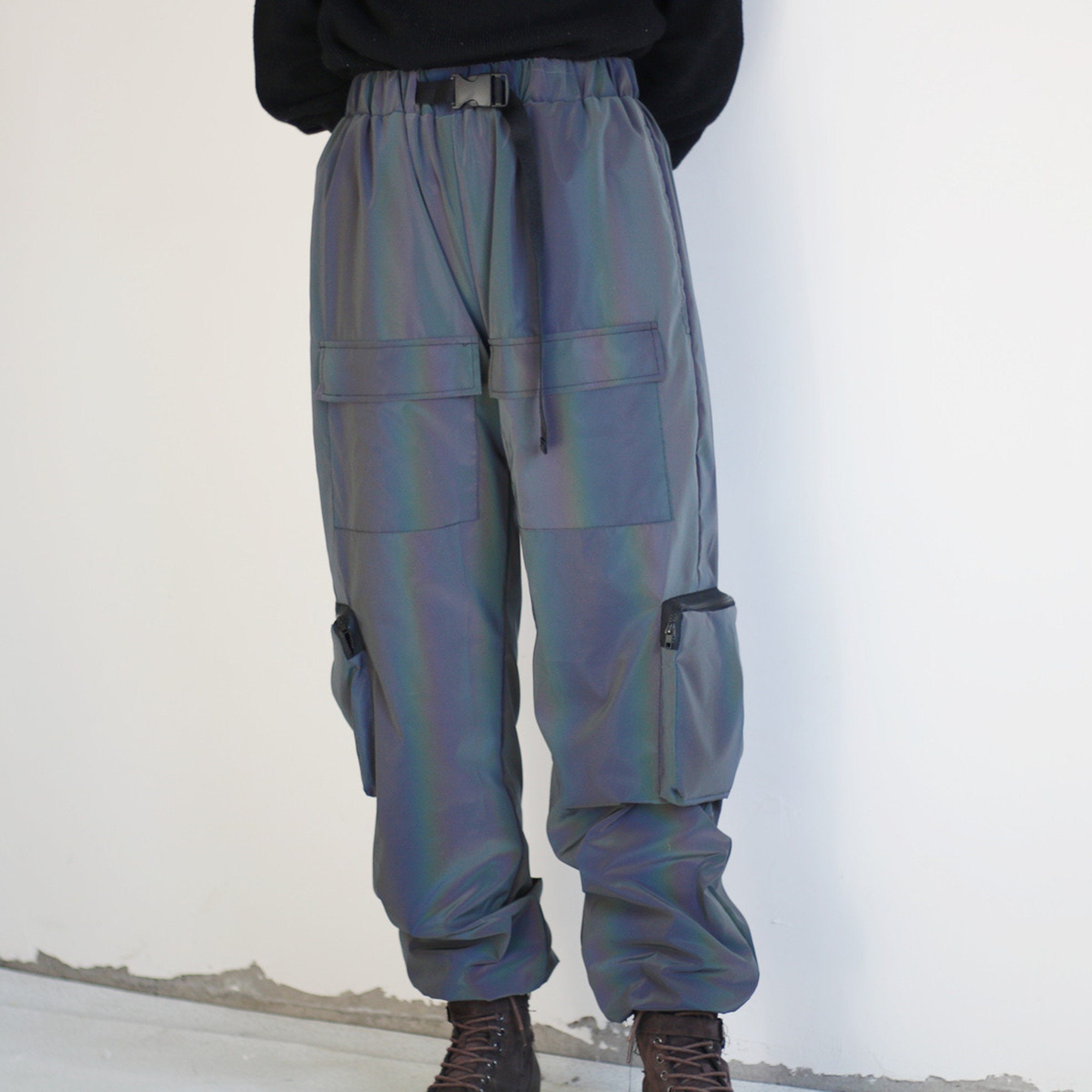 Holographic Women's Reflective Rainbow Pants Reflective - Etsy