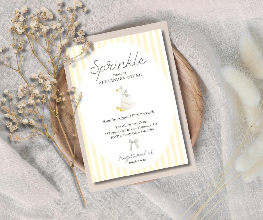 Pastel Yellow Spring Gender Neutral Baby Sprinkle Invitation - Editable ...