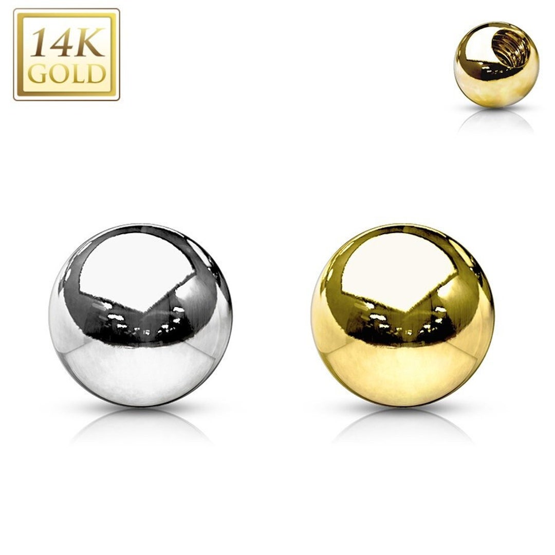 14K Solid Gold Replacement Lost Balls External Threaded Screw Ball for ...
