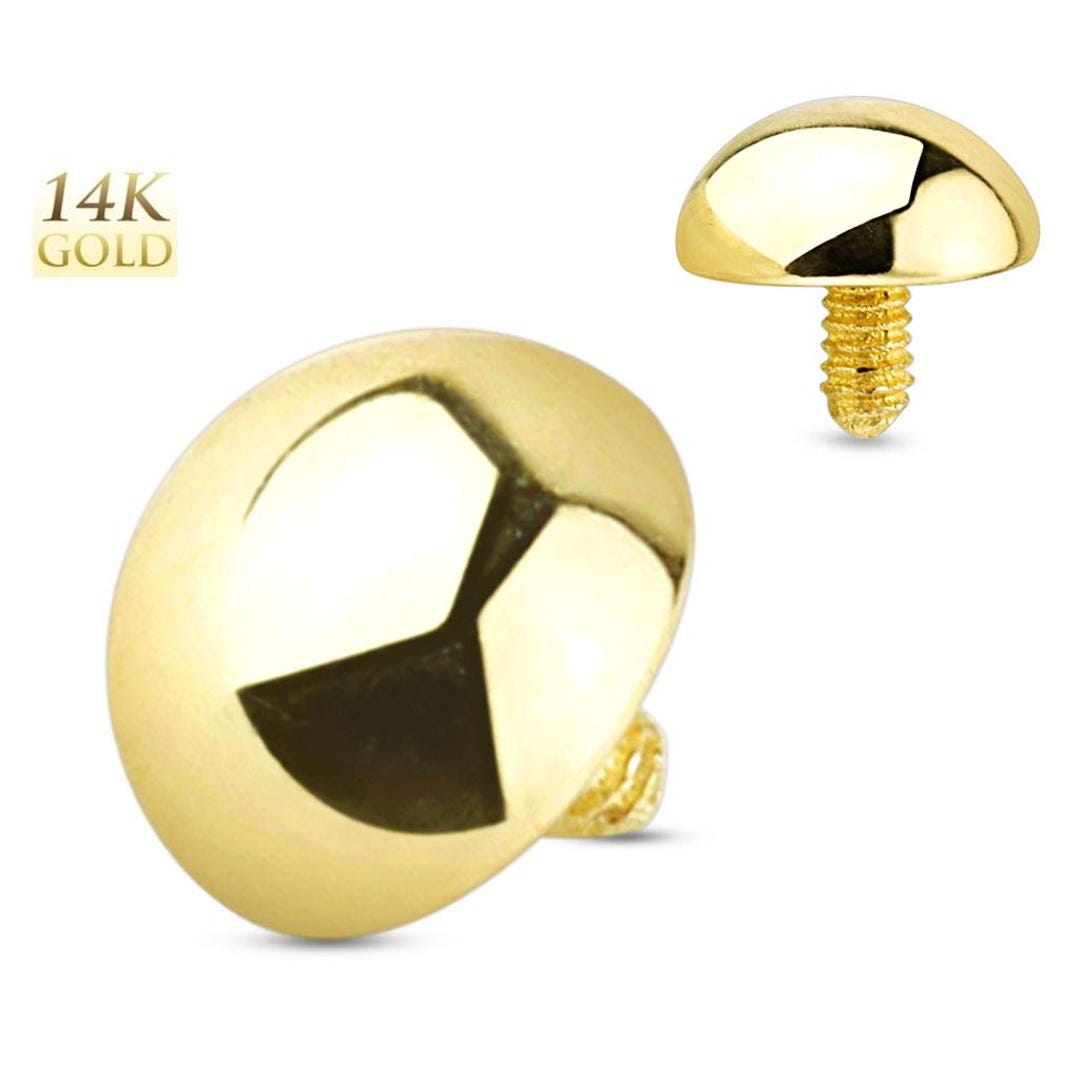 14K Solid Gold DOME Dermal Anchor Head Top Stud Internally Threaded ...