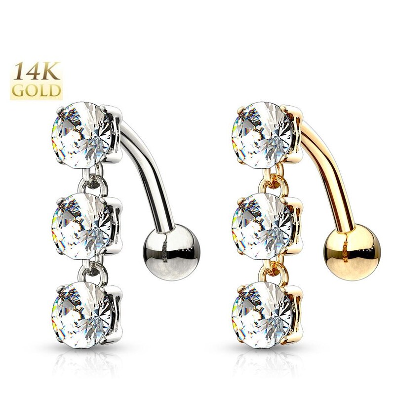 14k Gold Navel Ring - Etsy