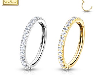 14k Solid Gold Conch Piercing Eternity Clicker Ring..16g..10mm or 12mm ...