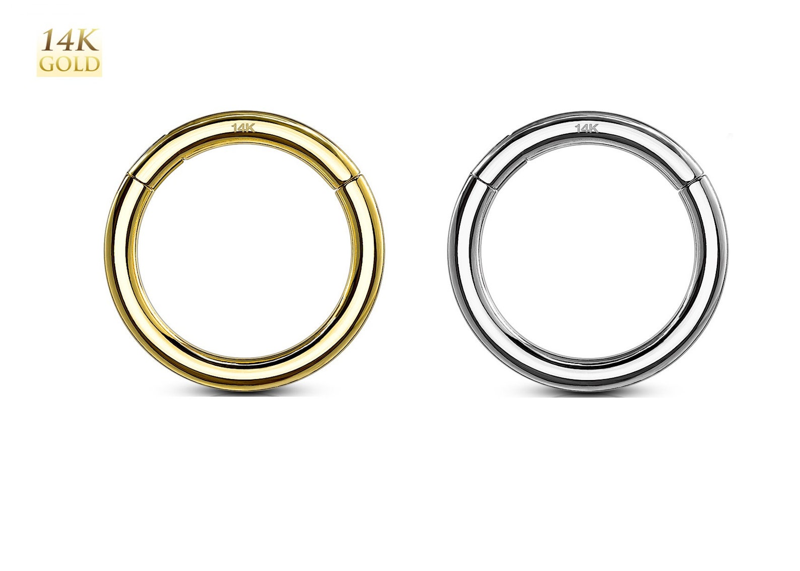 14K Solid Gold Seamless Clicker Hinged Segment Hoop Ring - Etsy