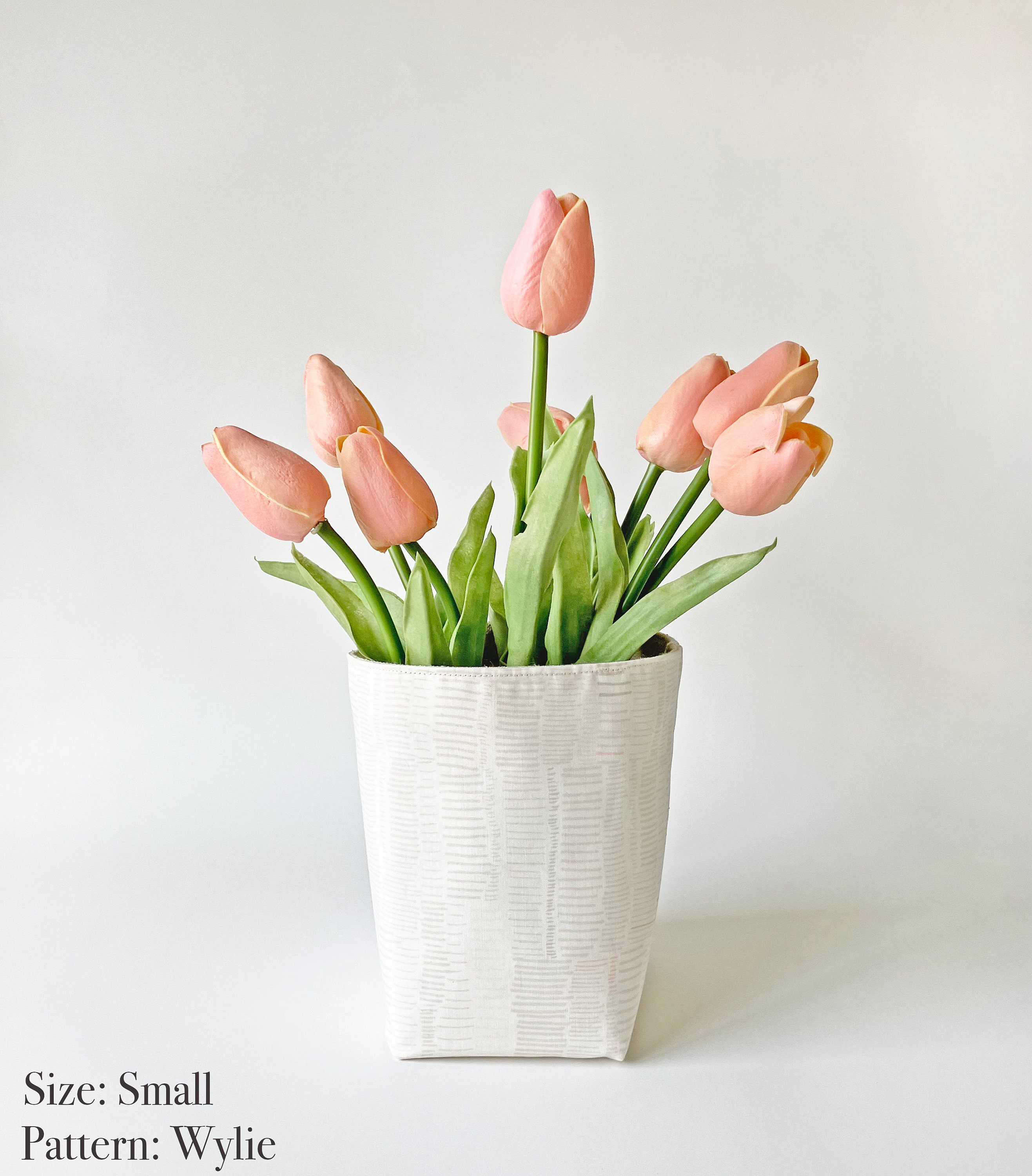 Boho Fabric Basket in Earthy Pastel Colors | Reversible Canvas Storage ...