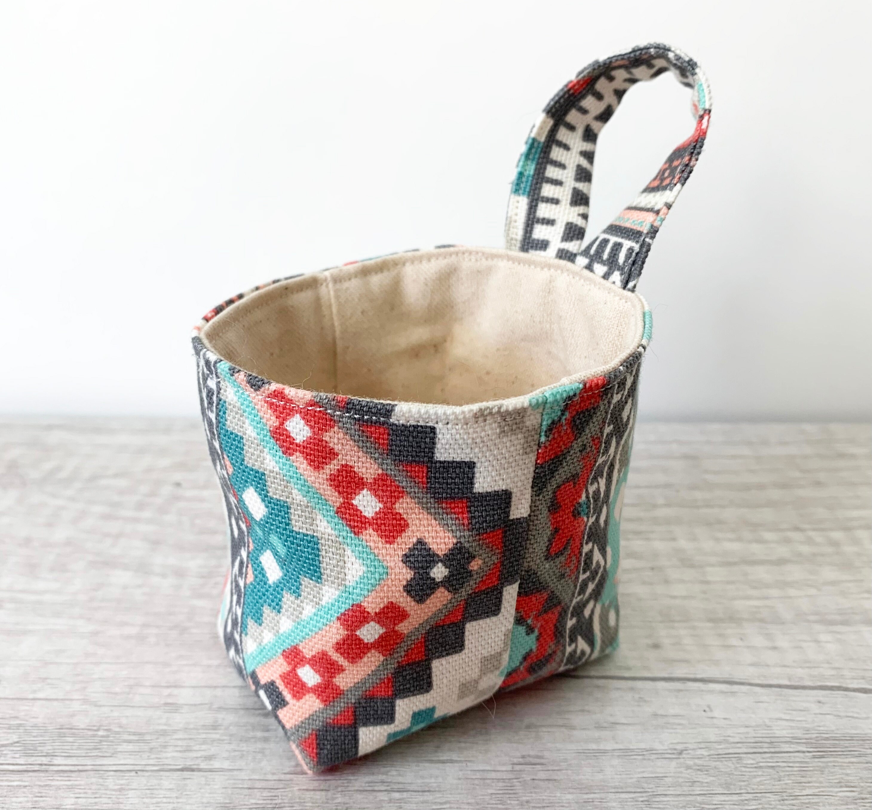 Hanging Fabric Mini Basket Small Reversible Canvas Storage & | Etsy