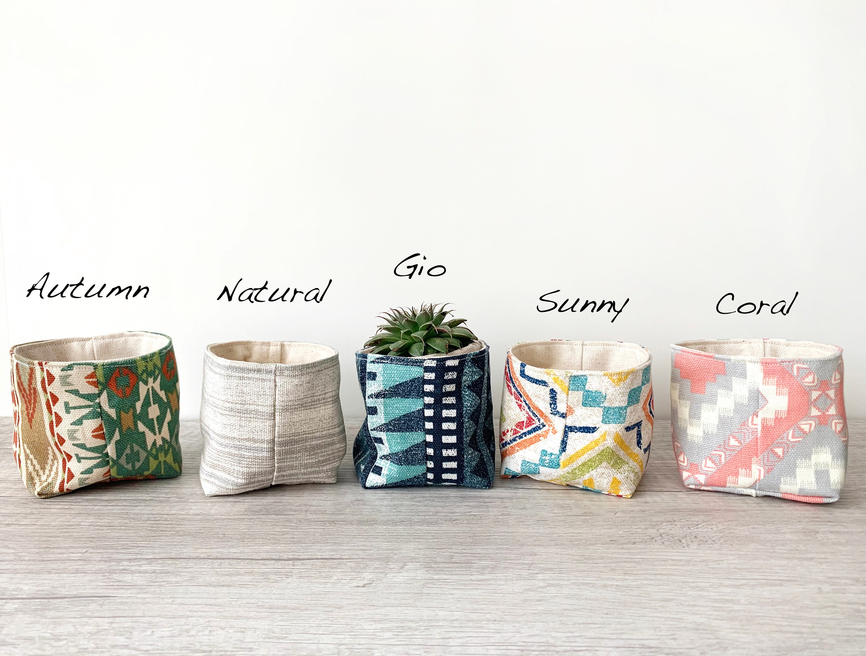 Fabric Mini Basket Small Reversible Canvas Storage & | Etsy