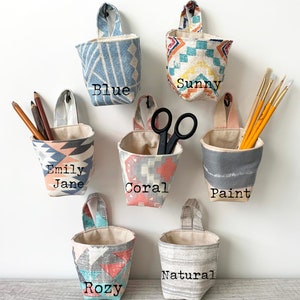 Hanging Fabric Mini Basket Small Reversible Canvas Storage & | Etsy