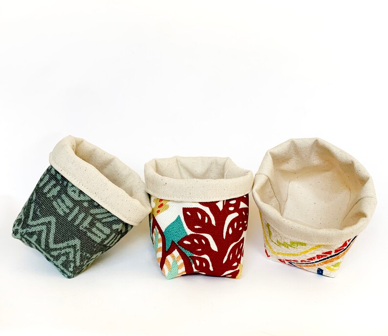 Fabric Mini Basket Small Reversible Canvas Storage & | Etsy