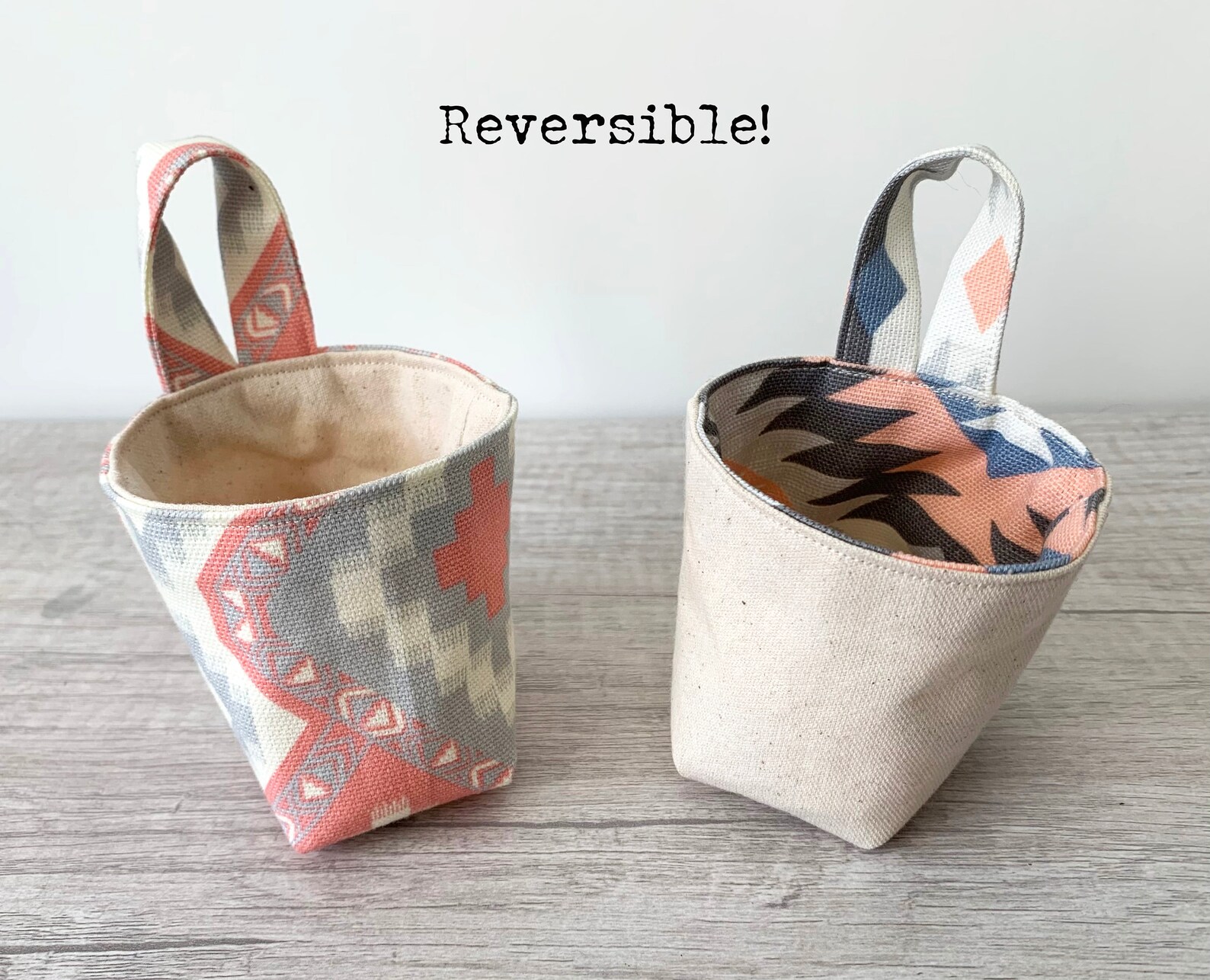 Hanging Fabric Mini Basket Small Reversible Canvas Storage & | Etsy