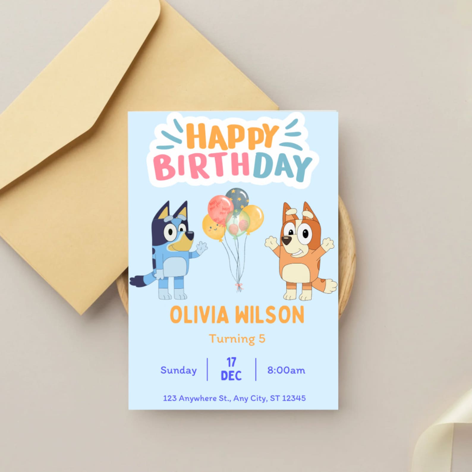 Invitación de cumpleaños de Bluey, Familia Bluey, Descarga digital ...