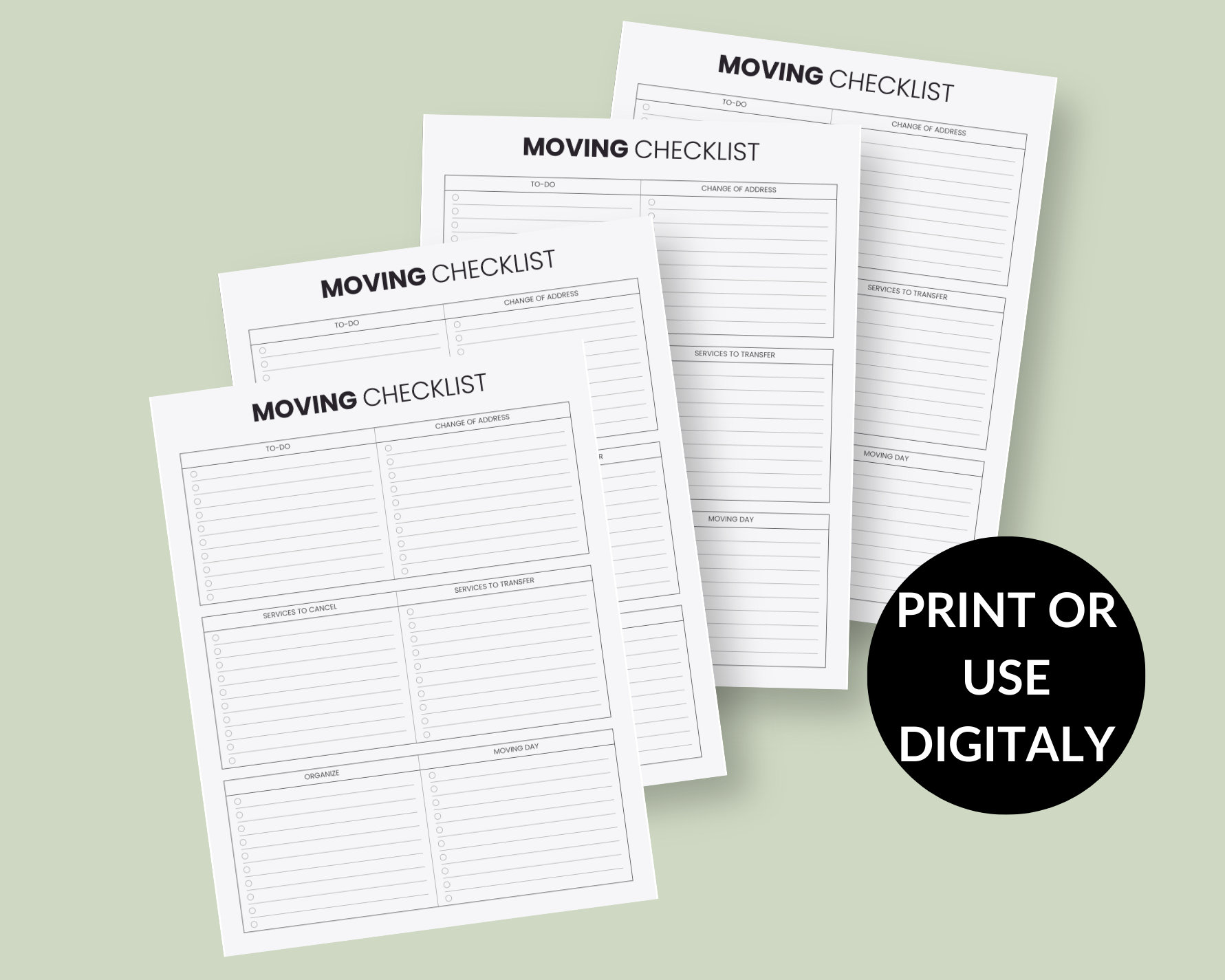 Moving Checklist Templates, Packing List, Declutter Checklist ...