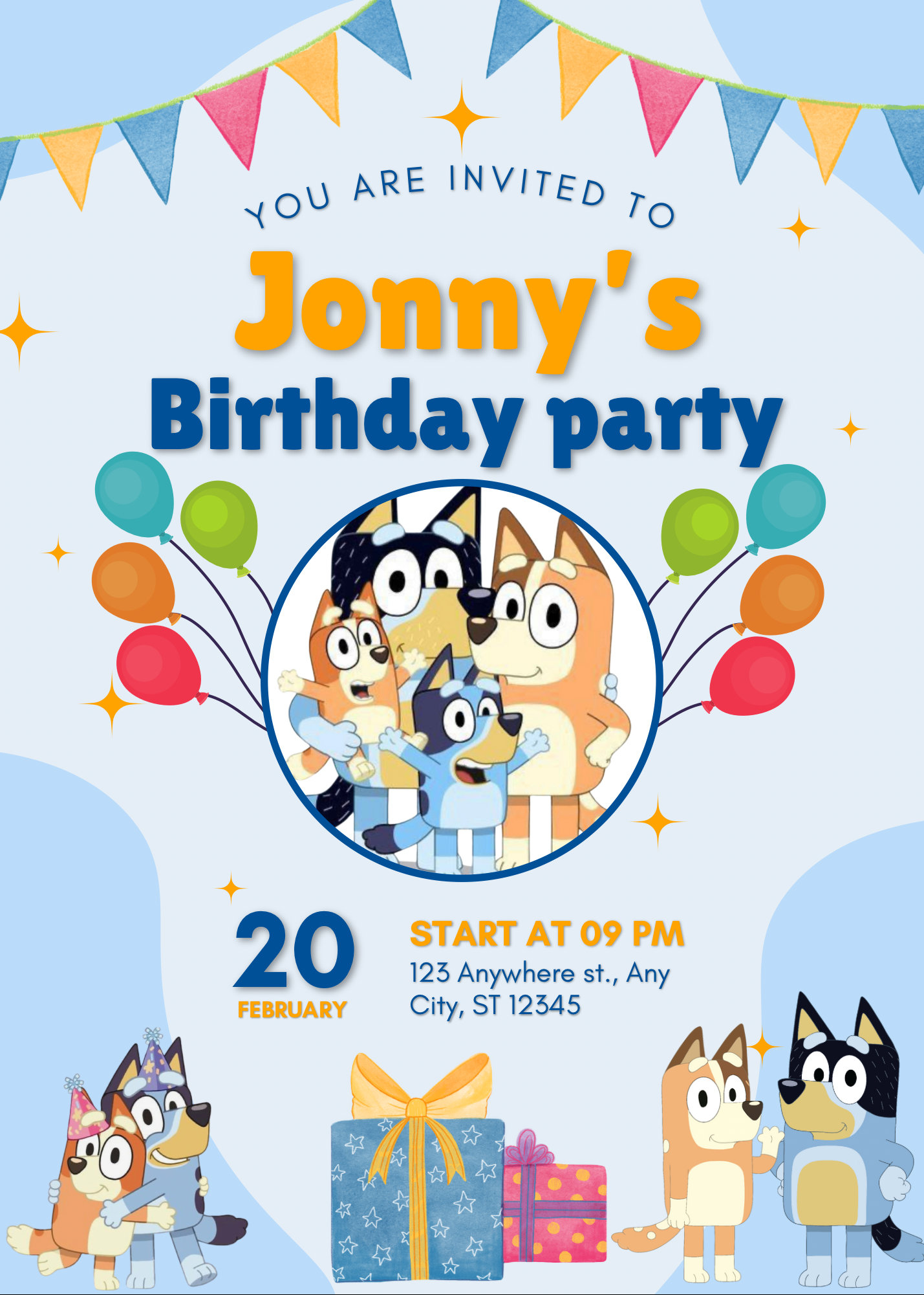 Invitación de cumpleaños de Bluey, descarga digital editable invitación ...