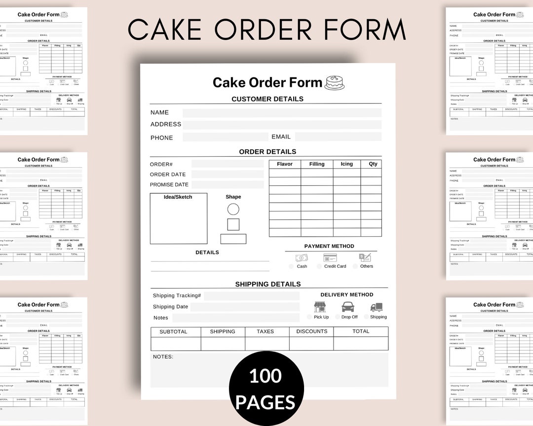 Cake Order Form Templates, Bakery Order Form Template, Printable Cake ...