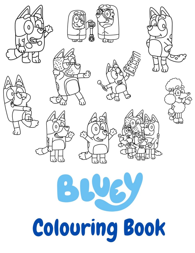 Bluey Coloring Page, Bluey Bingo Colouring Pages, 10 Page Digital Book ...