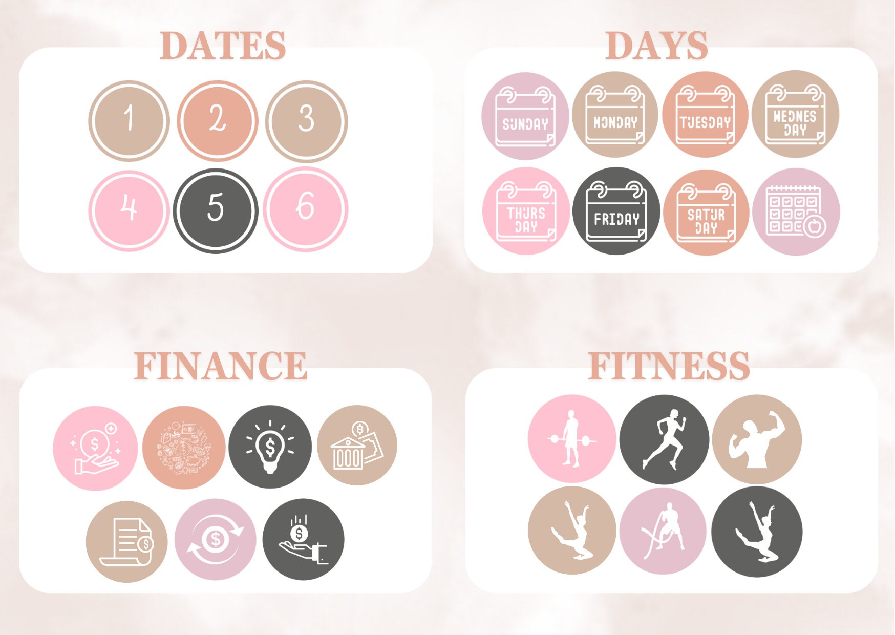 Notion Icons, Aesthetic Notion Life Planner Icons, Good Notes Digital ...