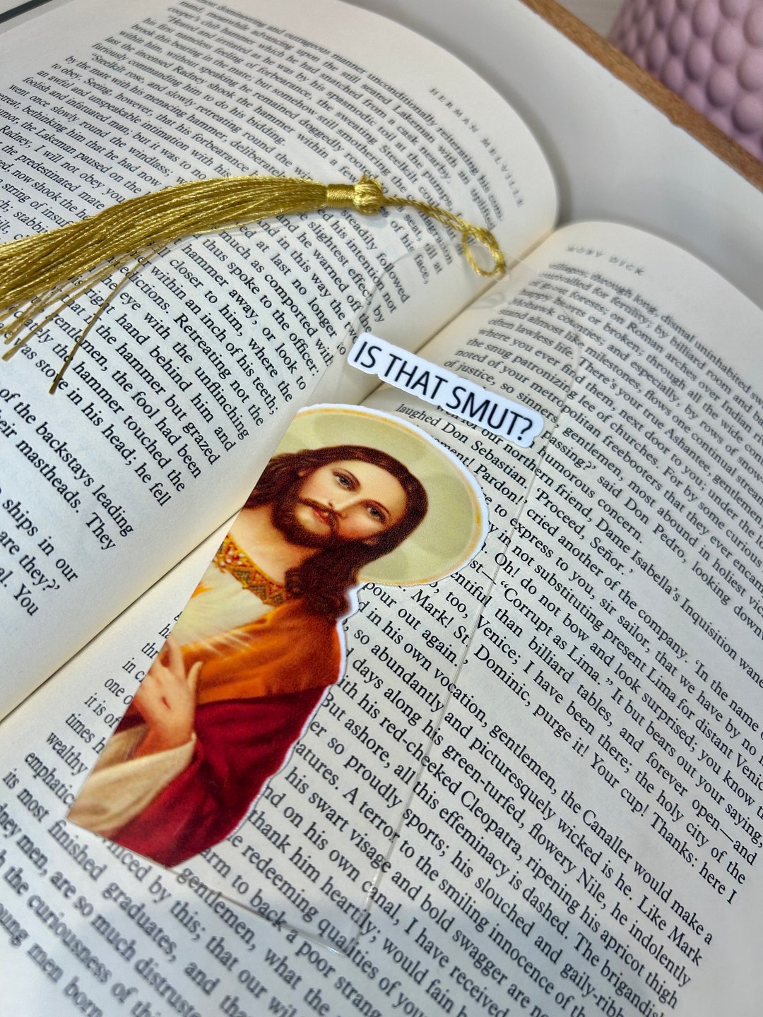 Peeping Jesus Smut Acrylic Bookmark With Tassel, Bookmark for Men ...