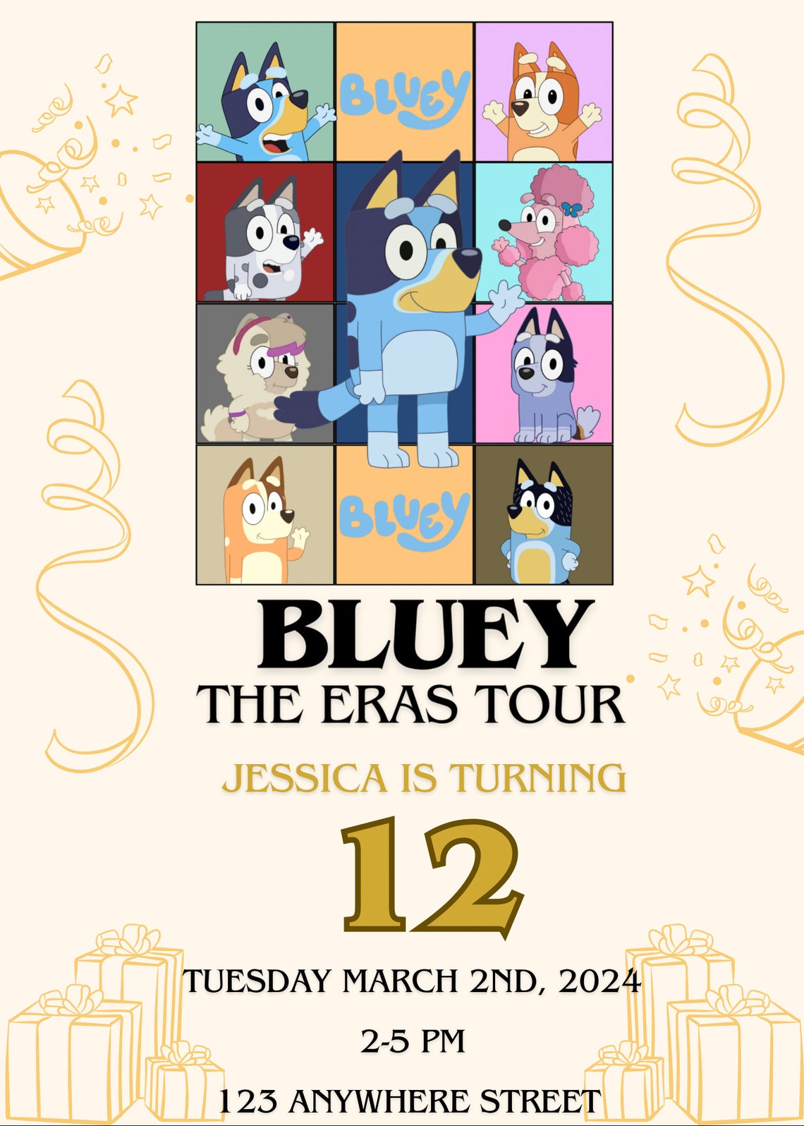 Bluey Birthday Invitation, Bluey Family, Editable Digital Download ...