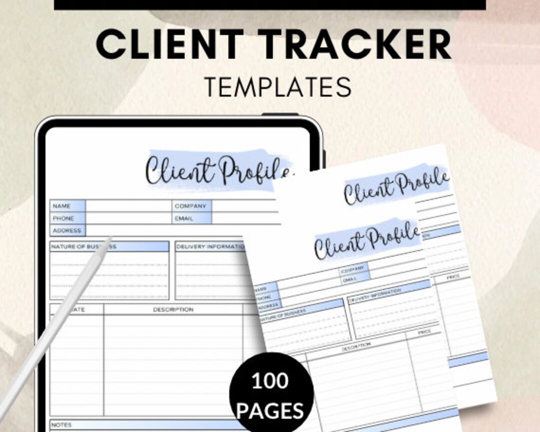 Client Tracker Template Sheets for Small Businesses, 100 Page Client ...