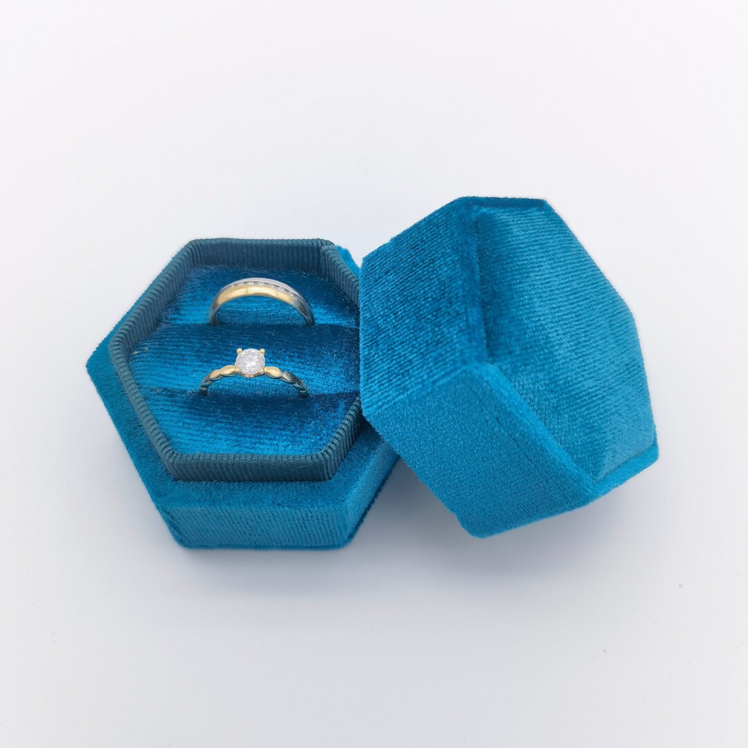 Sky Blue Velvet Ring Box, Ring Bearer Box, Engagement Ring Box ...