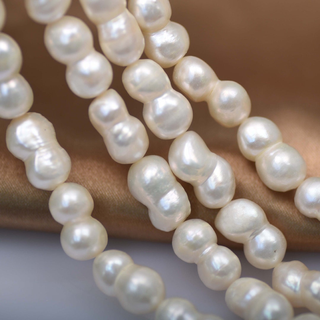7-9mm Gourd Baroque Pearl, Peanut Shape White Baroque Pearl, 38cm Pearl ...
