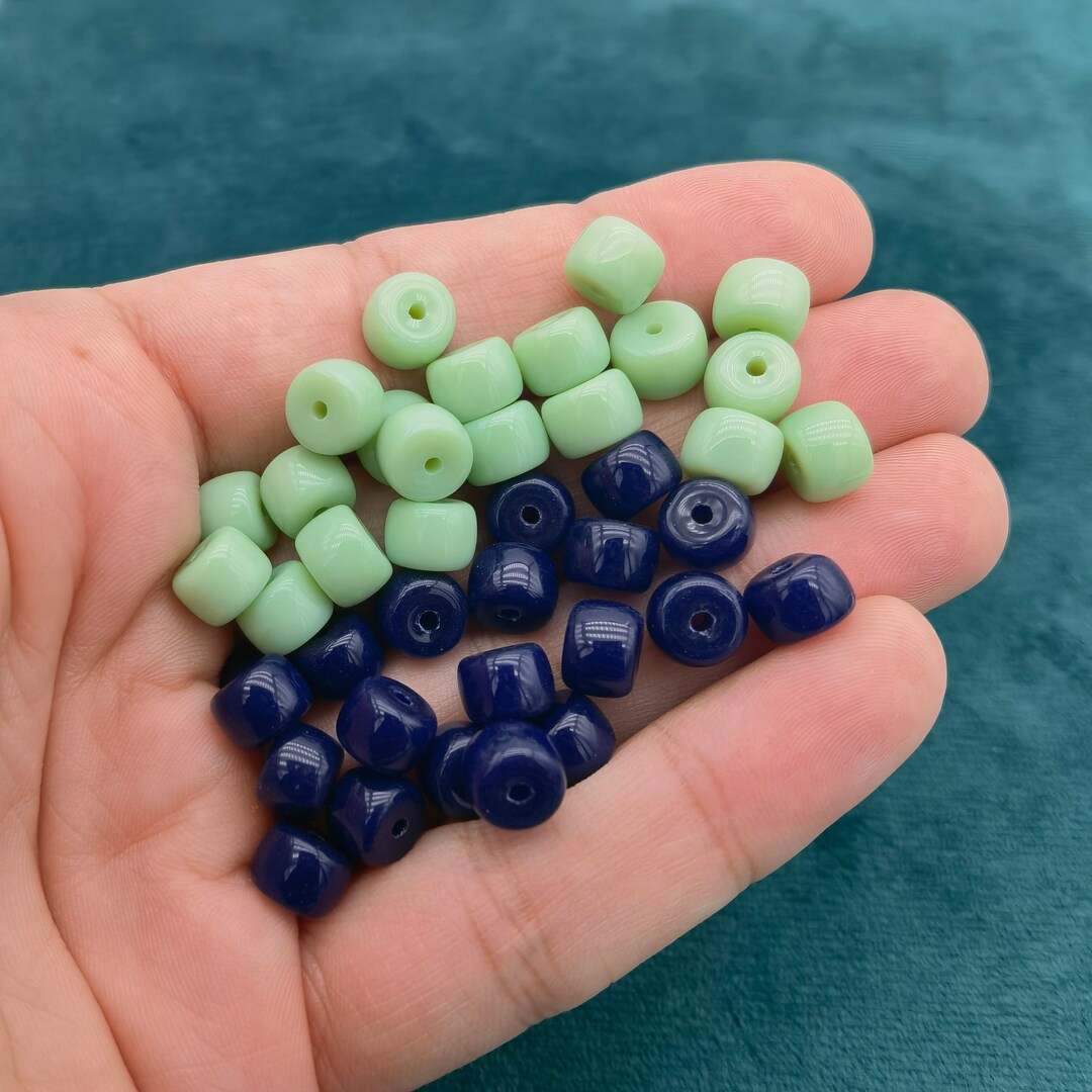 50% off 20 Round Cylinder Glass Beads Bead Necklace Material - Etsy