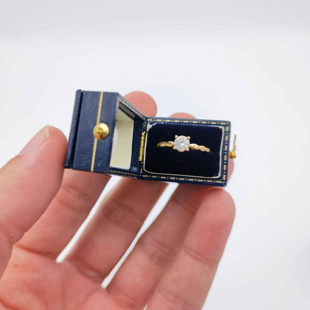 Vintage Style Royal Blue Rectangle Ring Box Handmade, Engagement ...