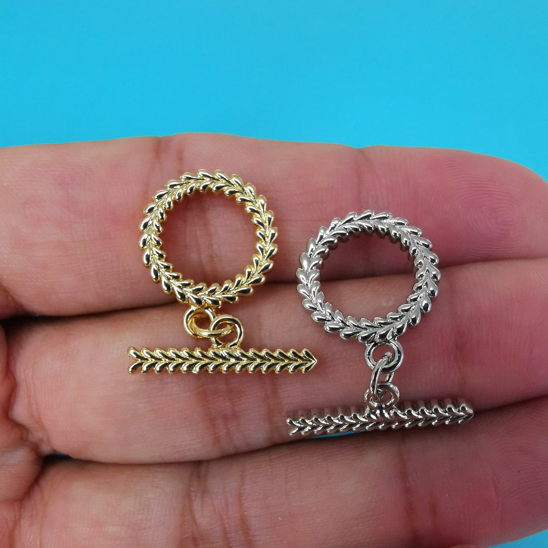 50% off Arrow 14k Gold Plated OT Clasp, Dainty OT Toggle Clasps 15.6mm Ring, 20.8mm Bar, T Bar ...