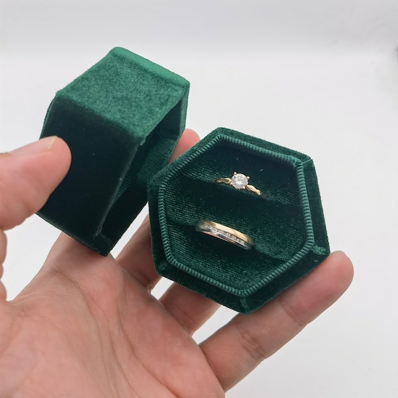 Green Velvet Ring Box Wedding Ring Box Ring Bearer Box - Etsy