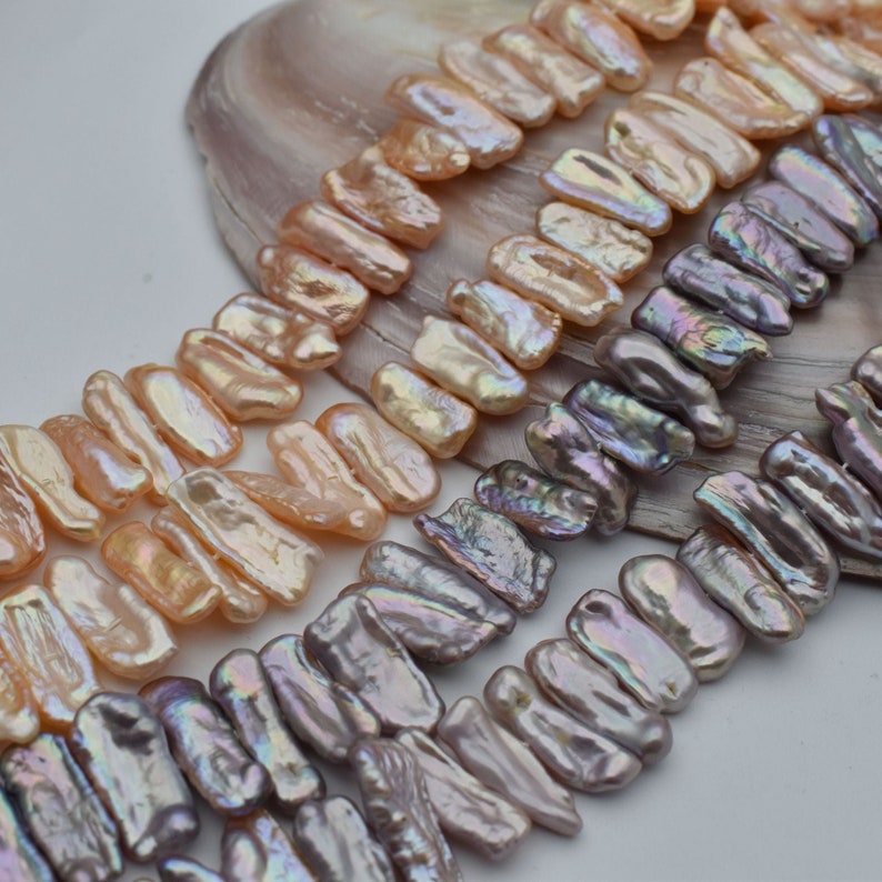3A 18*8mm Baroque Biwa Pearl Strand, Middle Drilled Pearls,37-39cm ...