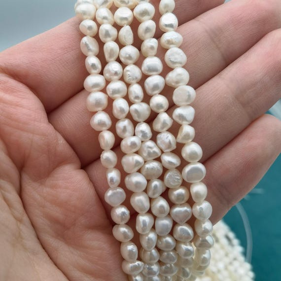 Pearl Green Stone Round Loose Beads Small Pearl Necklace Real Natural 4 ...