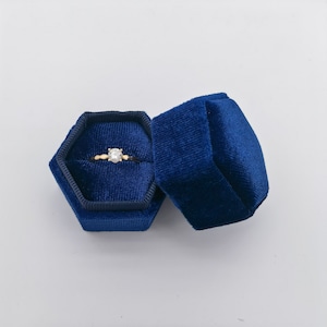 Royal Blue Single Slot Velvet Ring Box, Wedding Ring Box, Engagement ...