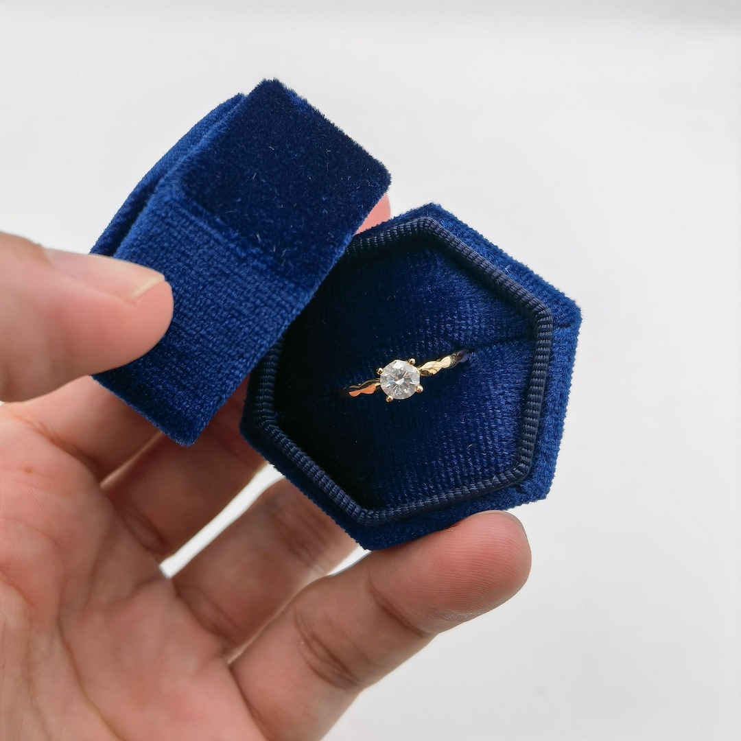 Royal Blue Single Slot Velvet Ring Box, Wedding Ring Box, Engagement ...