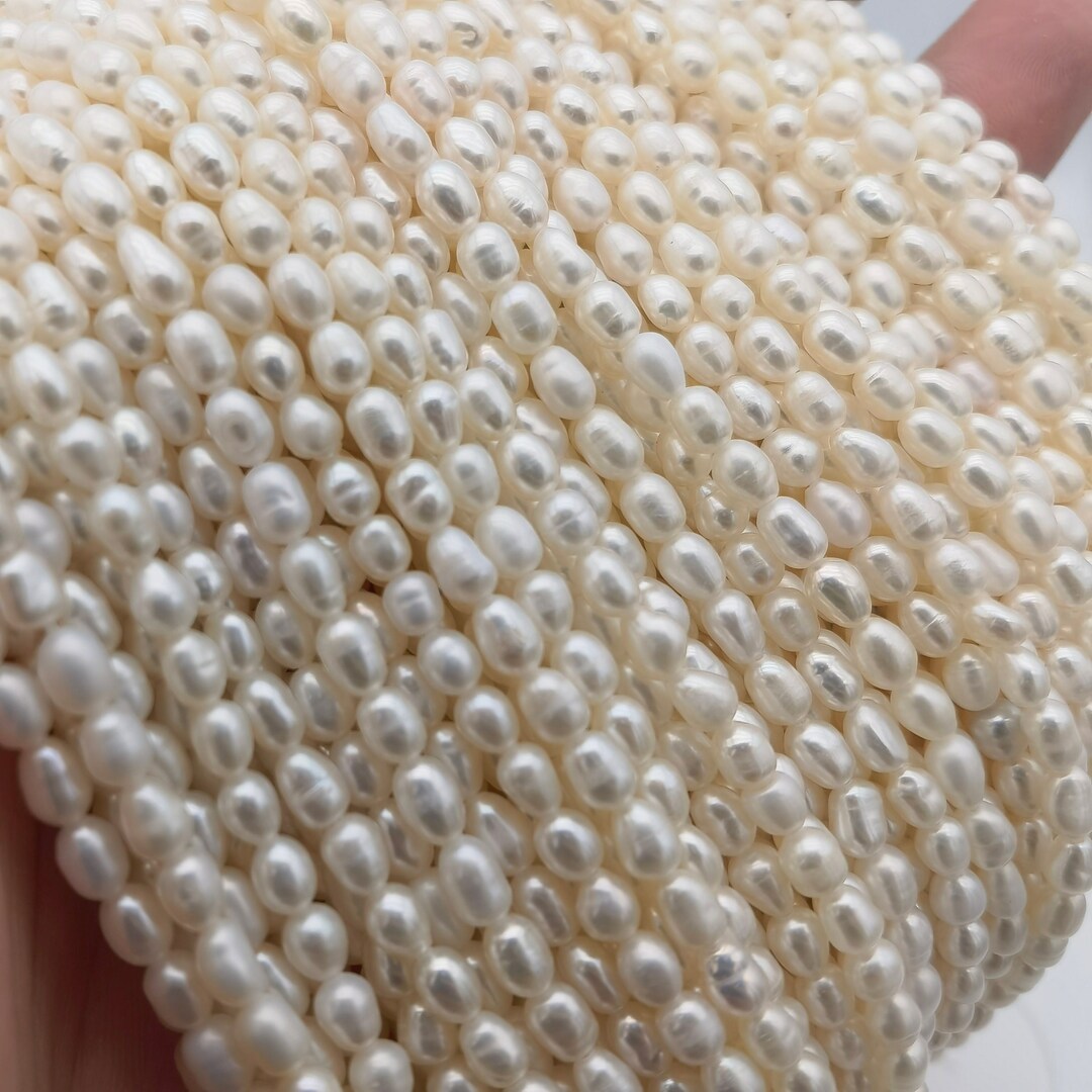 PRE ORDER Aa 3.5mm Small Freshwater Pearls, Oval Pearl Strand, Genuine ...