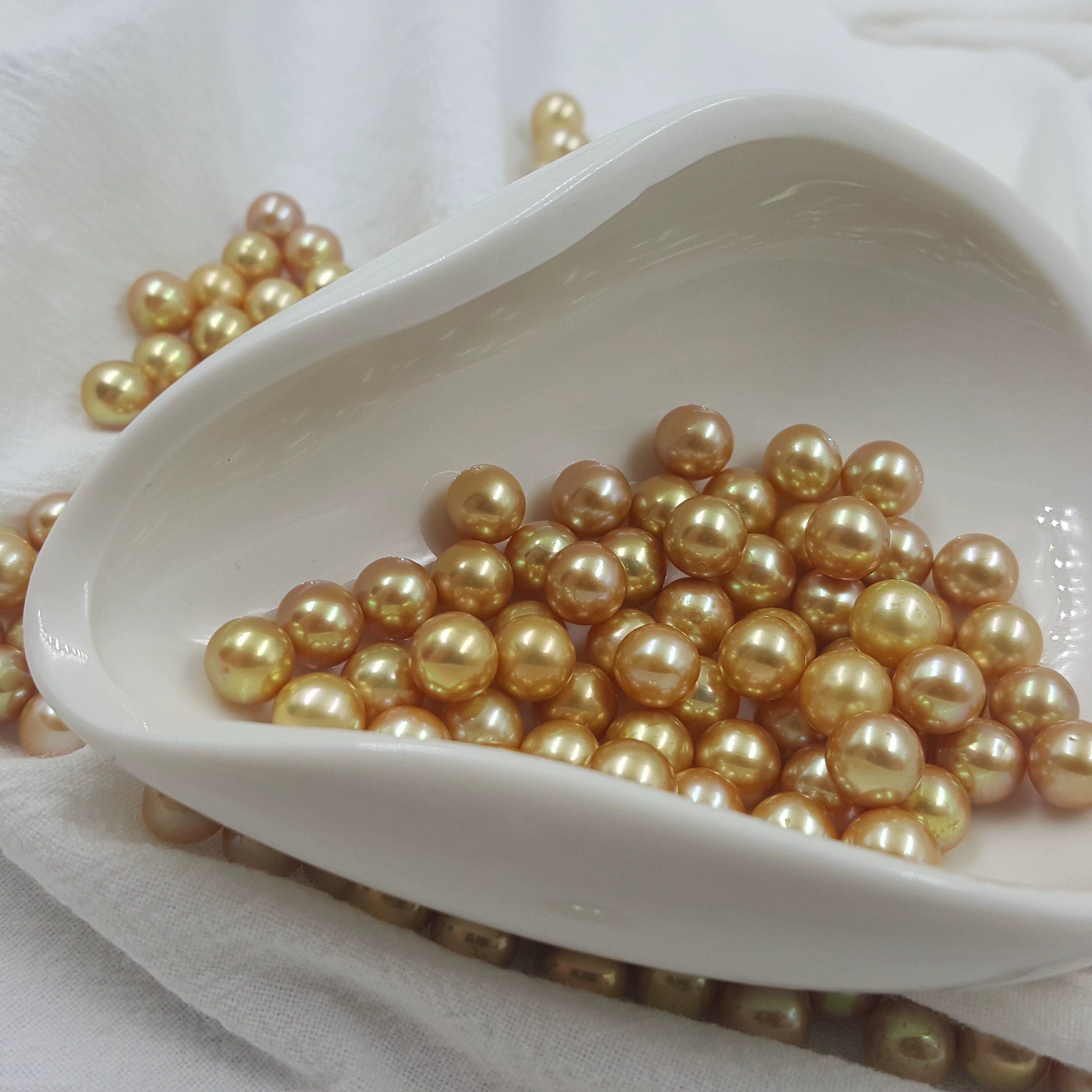 3A 1pc 4-13mm Dark Gold Freshwater Pearl, Round Loose Pearl Bead for ...