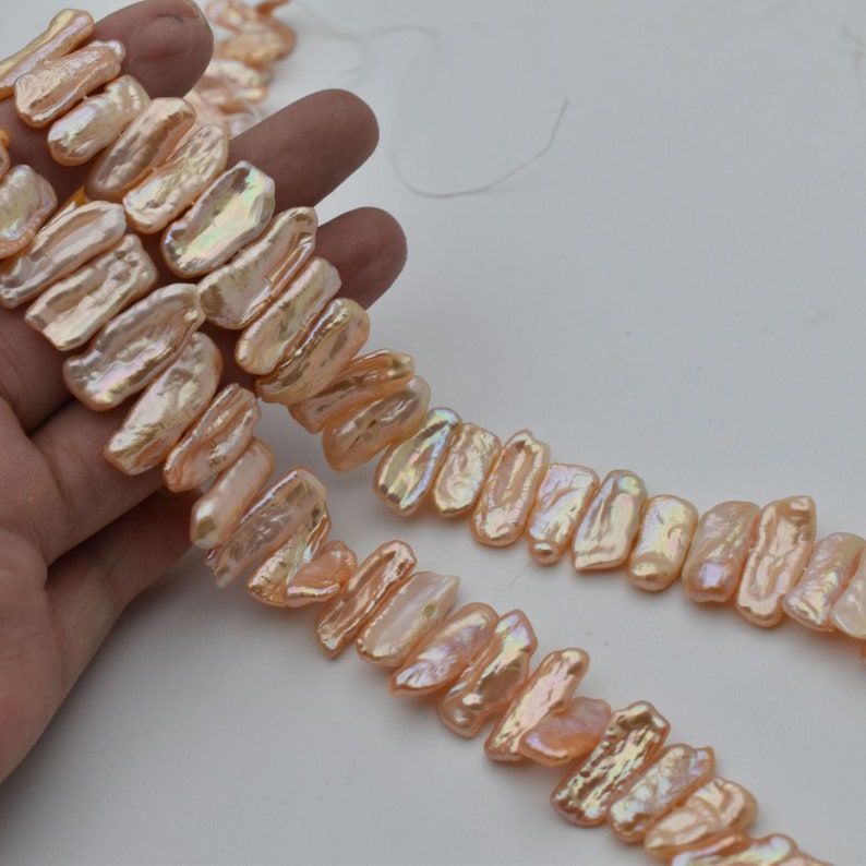 3A 18*8mm Baroque Biwa Pearl Strand, Middle Drilled Pearls,37-39cm ...