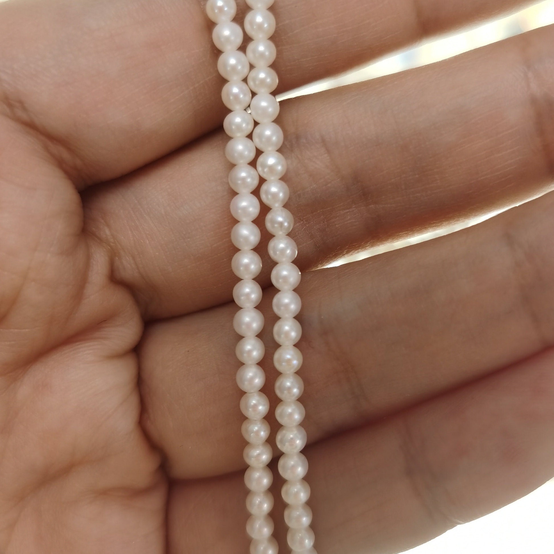5A 3mm Small Non-nucleated Freshwater Pearl Strand, Center Drilled ...