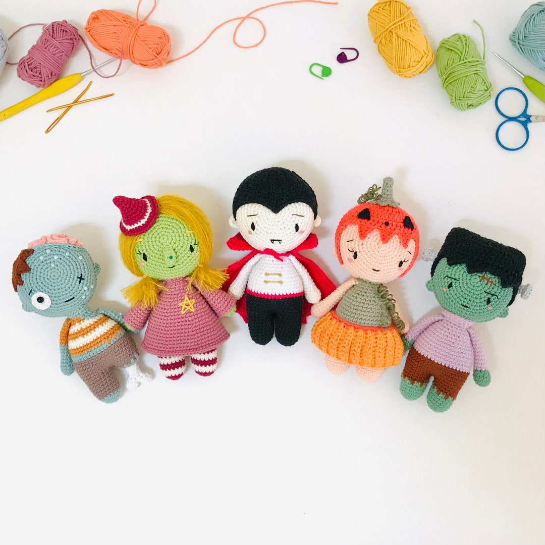 Halloween Amigurumi Crochet Pattern Bundle: Zombie, Witch, Vampire (PDF ...