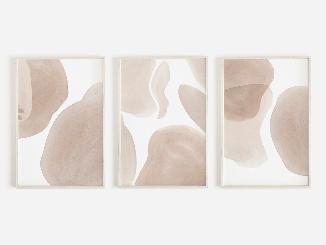 Neutral Watercolor Wash Wall Art, Set of 3 Prints, Boho Gallery Set ...