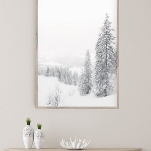 Snowy Forest Print, Snow Covered Trees Wall Art, Winter Wall Art ...