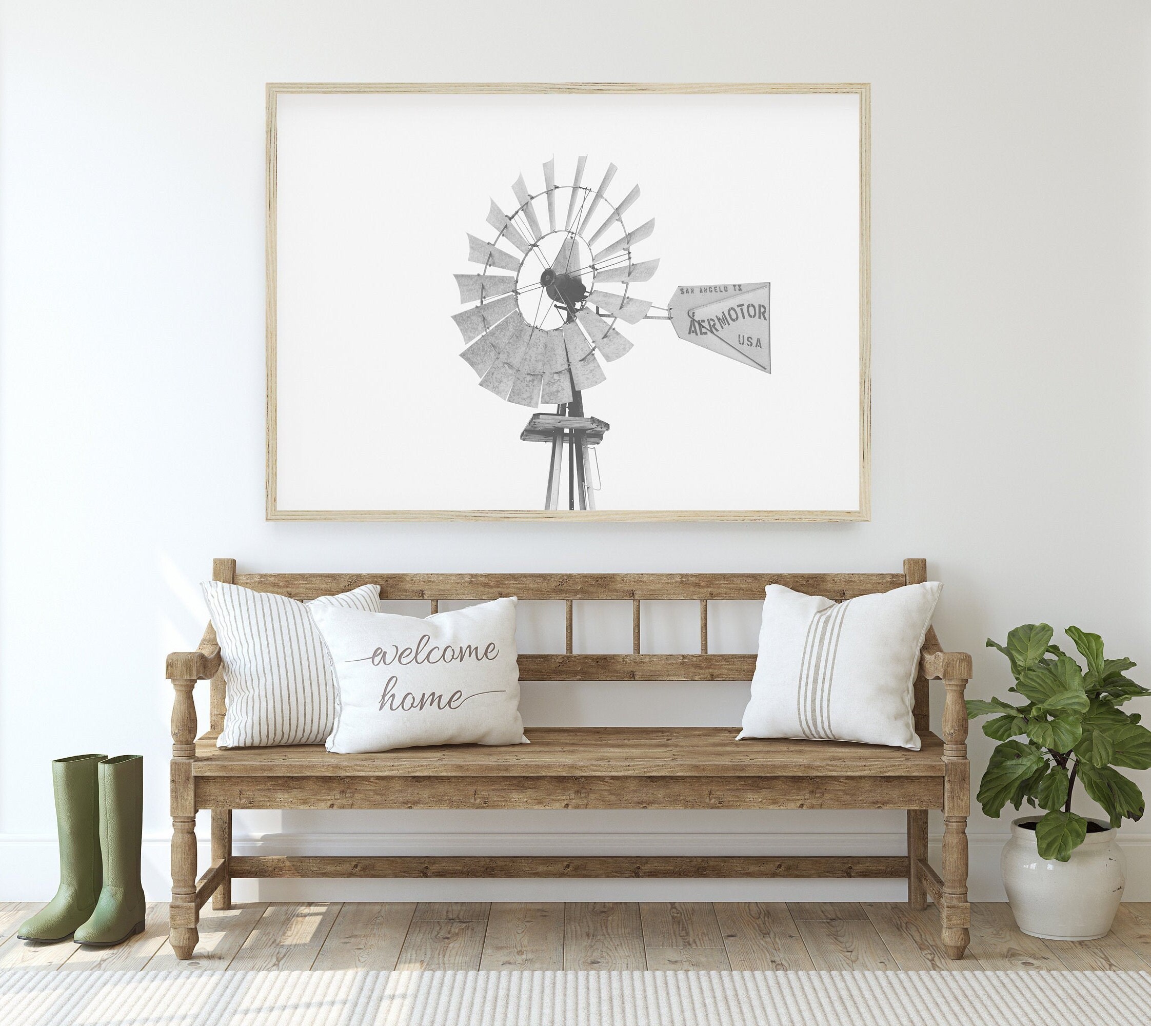 Windmill Print, Modern Farmhouse Decor, Windmill Print Landscape ...