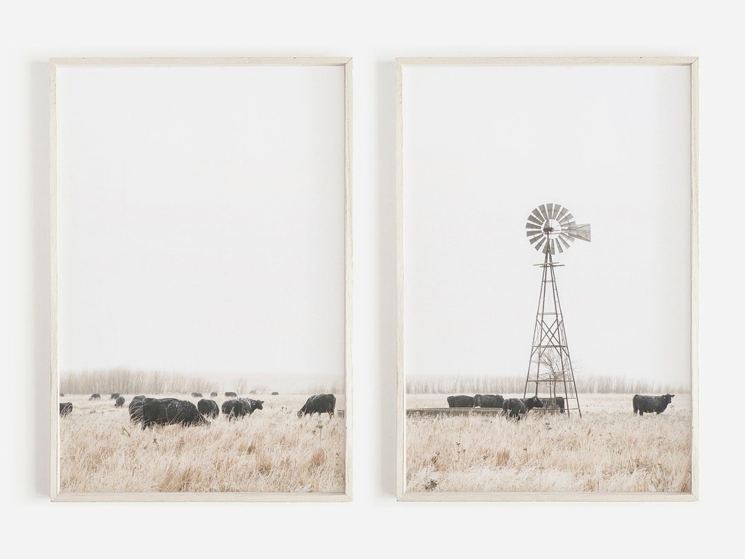 Modern Farmhouse Windmill Print, Set of 2 Wall Art Prints, Farmhouse ...