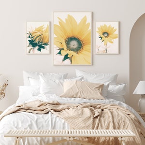 Boho Farmhouse Print Set, Set of 3 Prints, Floral Print Set, Sunflower ...