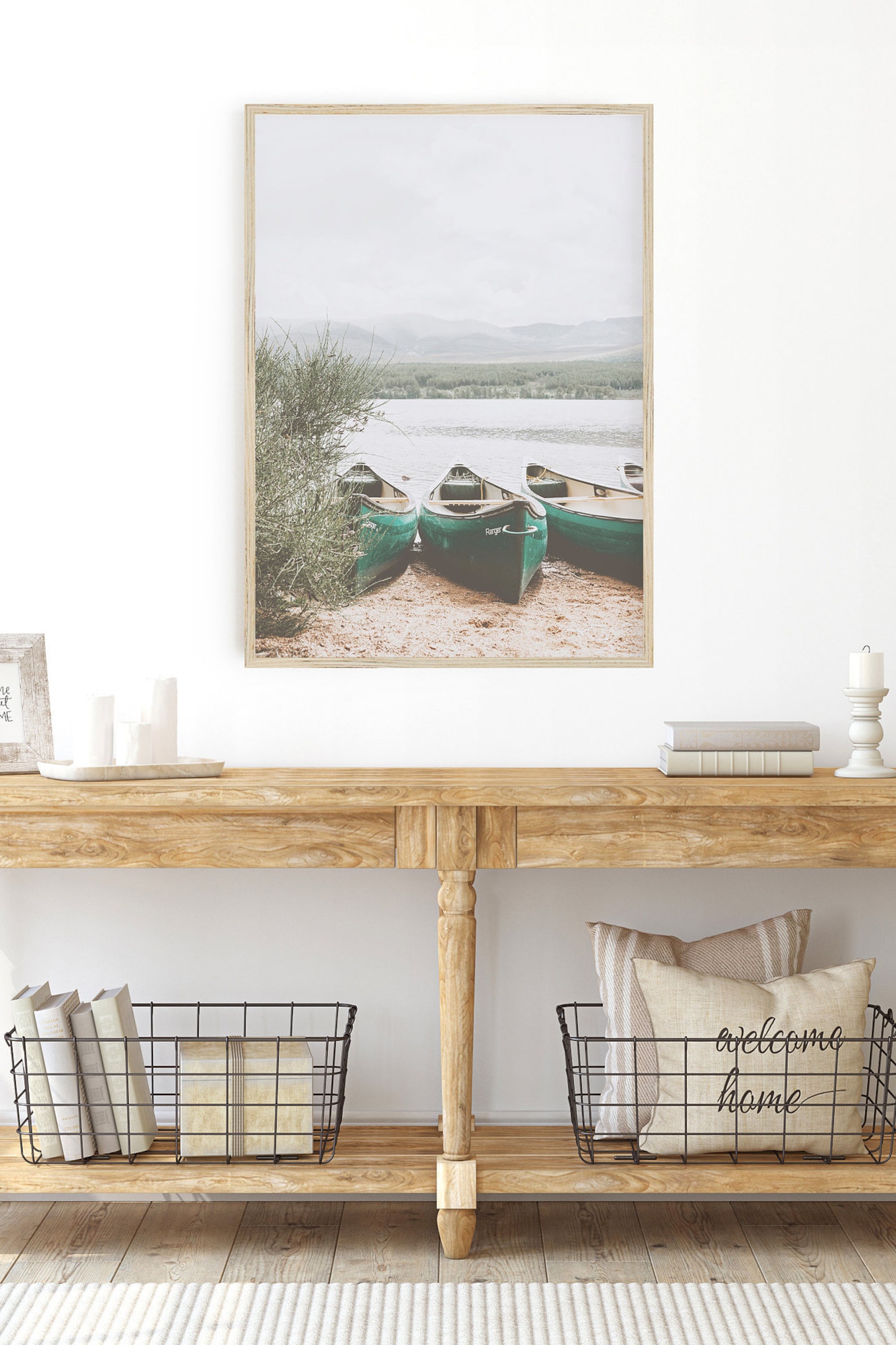 Canoe Wall Art for Lake House Decor, Mountain Lake Print, Canoe Wall ...