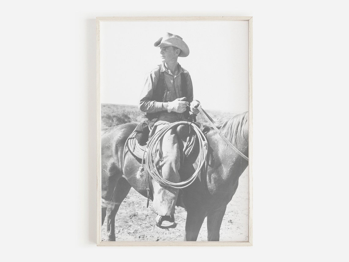 Rustic Cowboy Print Western Decor Vintage Cowboy Photo | Etsy
