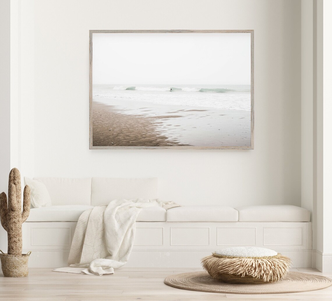 Large Neutral Ocean Print Pale Ocean Print Ocean Waves Surf | Etsy