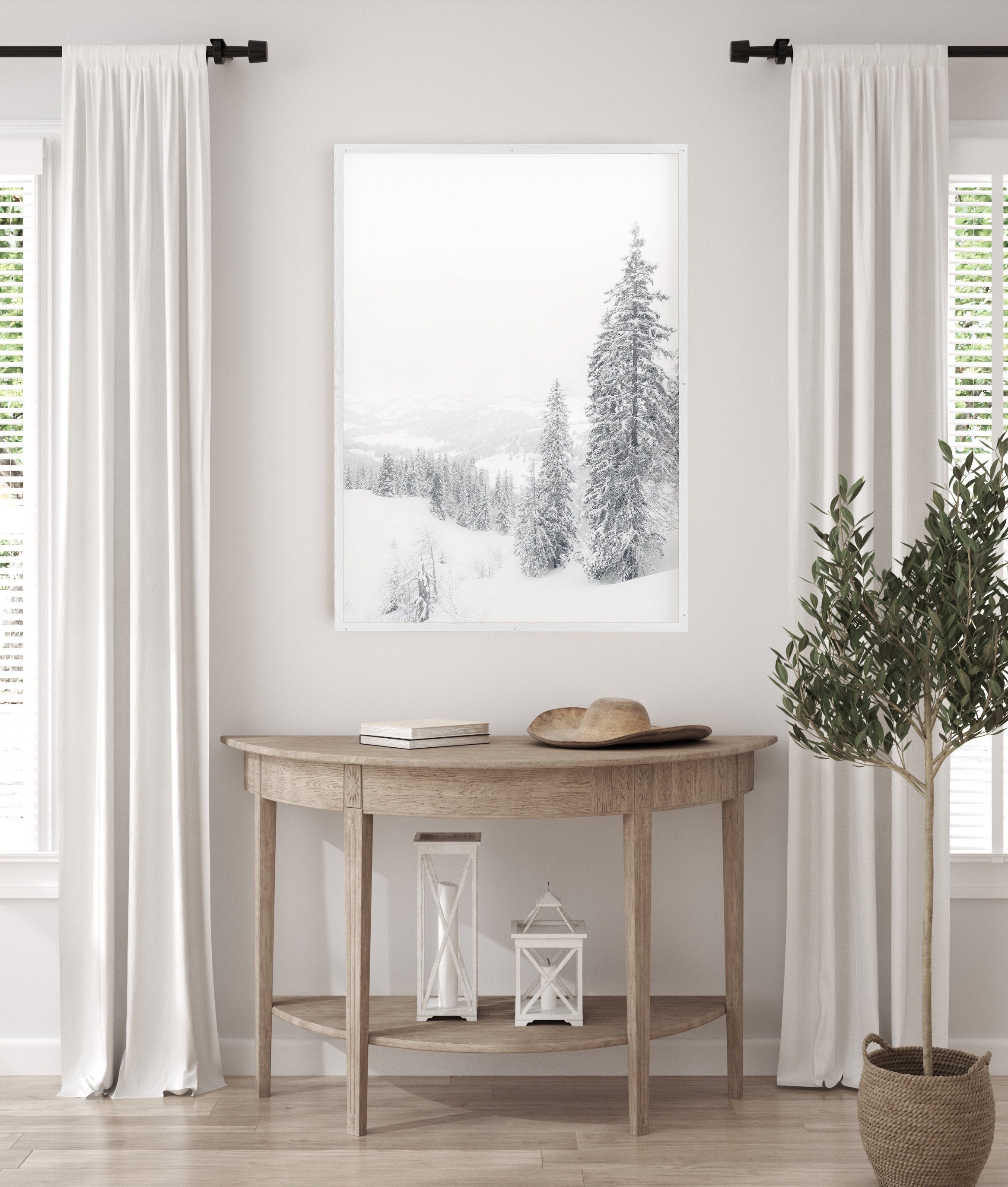 Snowy Forest Print, Snow Covered Trees Wall Art, Winter Wall Art ...