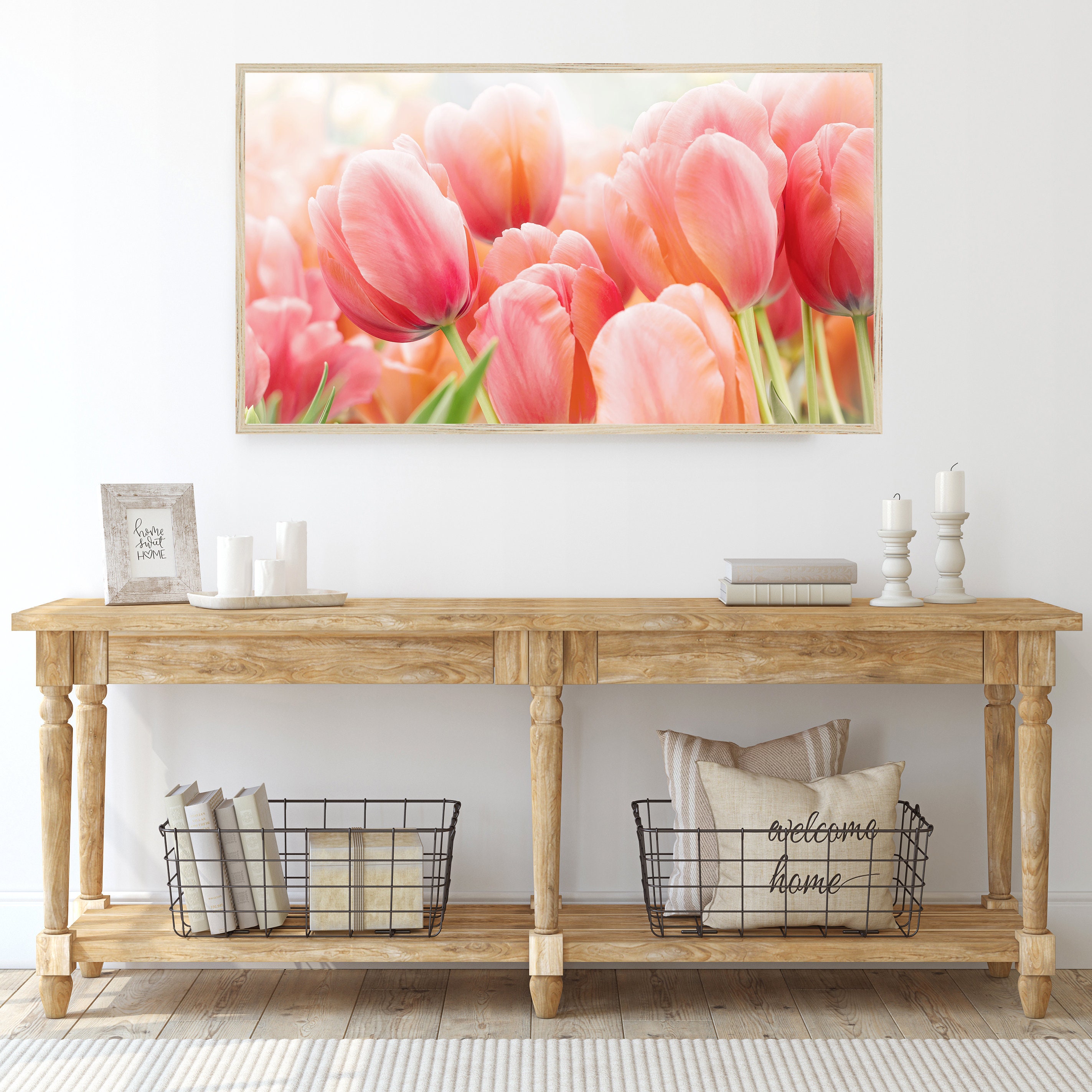 Samsung Frame TV Art Pink Tulips Photo Farmhouse Floral | Etsy